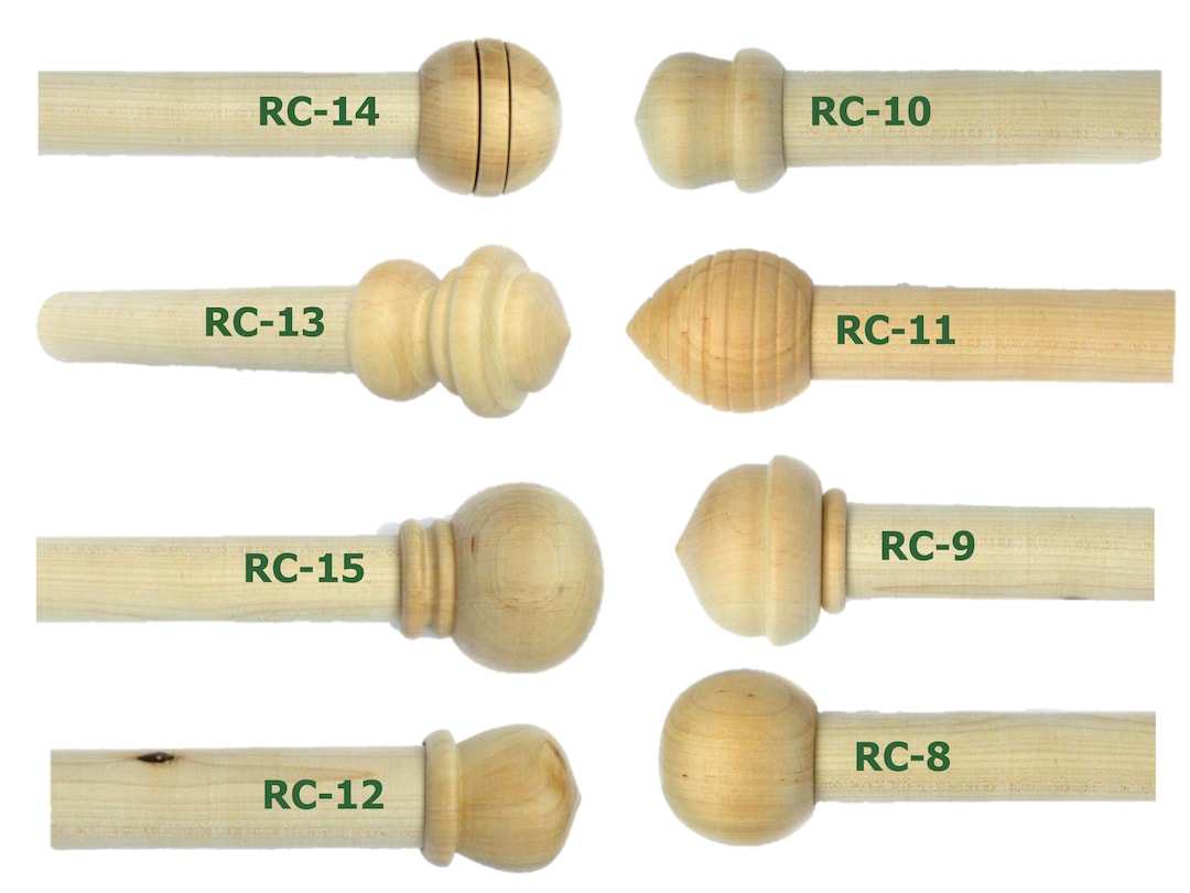 Curtain Rod Caps, Wood Finial, End Cap, Curtain Accessories, Pole Wood ...
