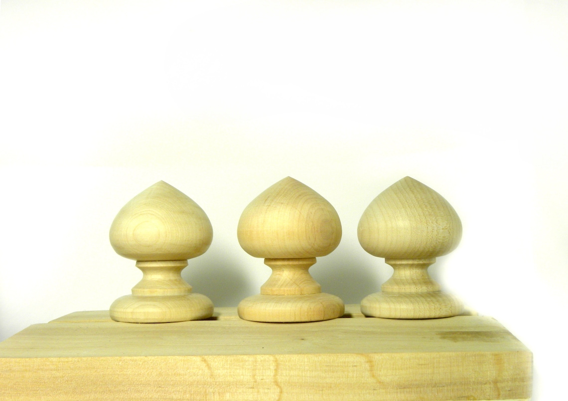 Finials 3 Item, Wood Finial Post, Craft Wooden Furniture Cap Newel ...