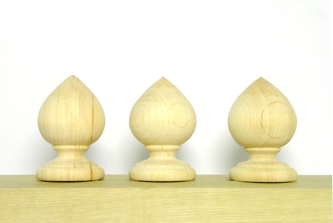 Finials 3 Item, Wood Finial Post, Craft Wooden Furniture Cap Newel ...