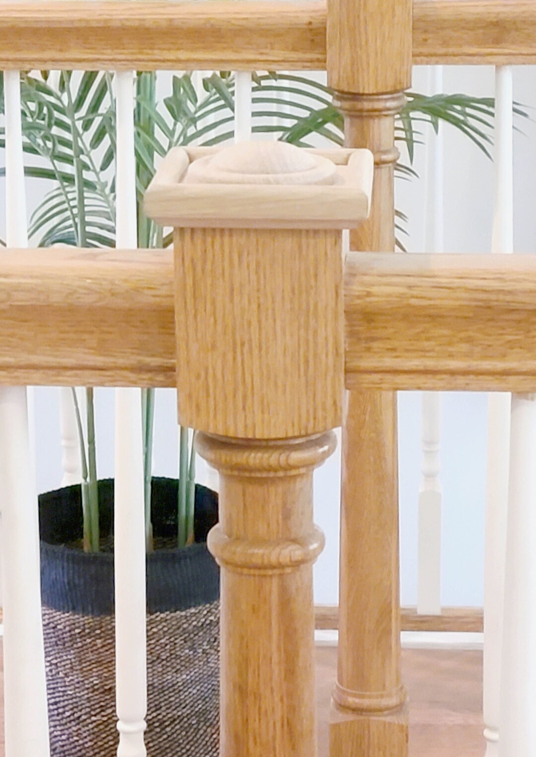 Custom Salvaged Wood Newel Post Cap - Artisan-made Staircase Finial ...