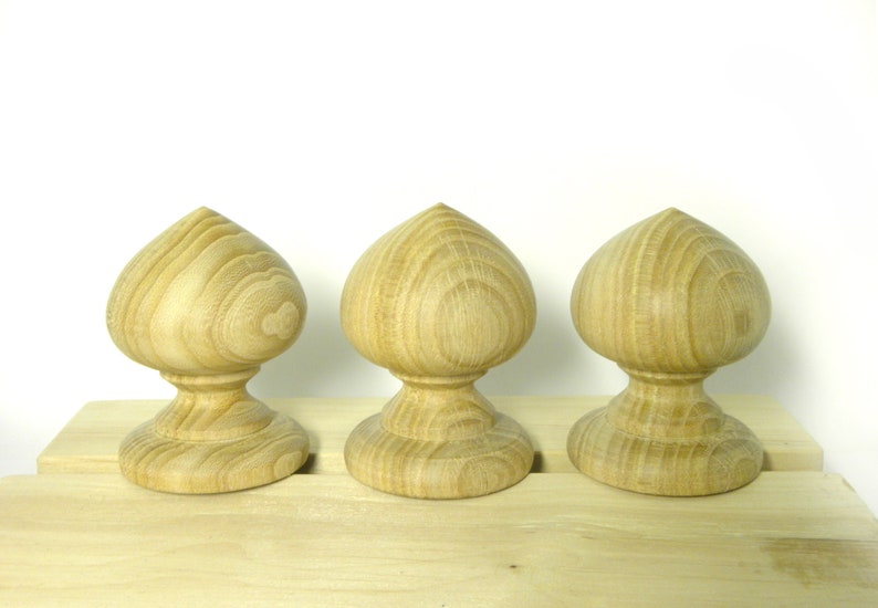 Finials 3 Item Wood Finial Post Craft Wooden Furniture Cap - Etsy