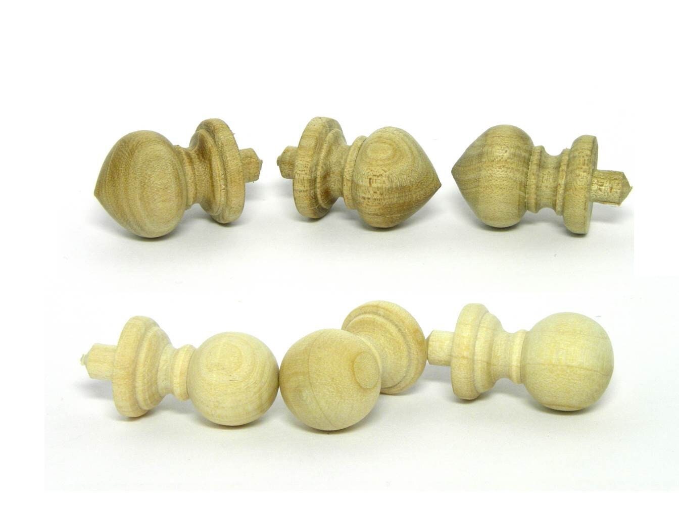 1:6 Wood Finials Dollhouse 3 Item Very Small Craft Wooden Furniture ...