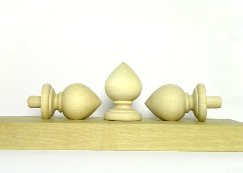 Finials 3 Item, Wood Finial Post, Craft Wooden Furniture Cap Newel ...