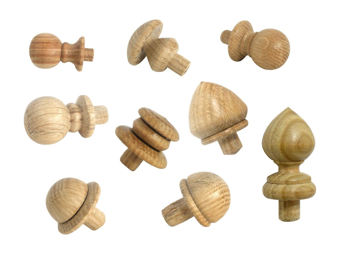 Finials 3 Item, Wood Finial Post, Craft Wooden Furniture Cap Newel ...