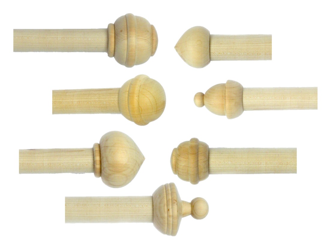 Curtain Rod Caps, Wood Finial, End Cap, Curtain Accessories, Pole Wood ...