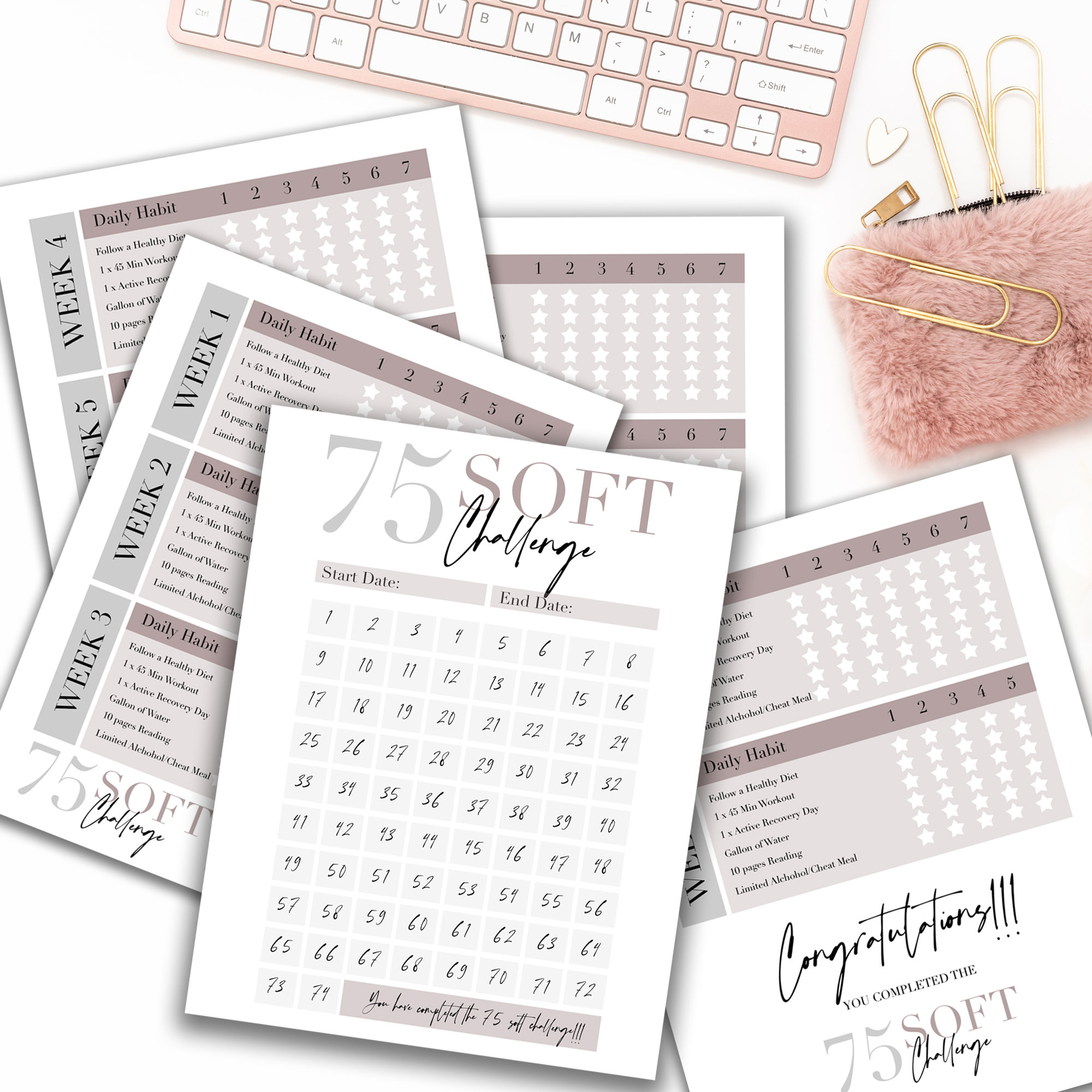 75 Soft Tracker Printable Bundle, 75 Soft Challenge, 75 Day Soft ...