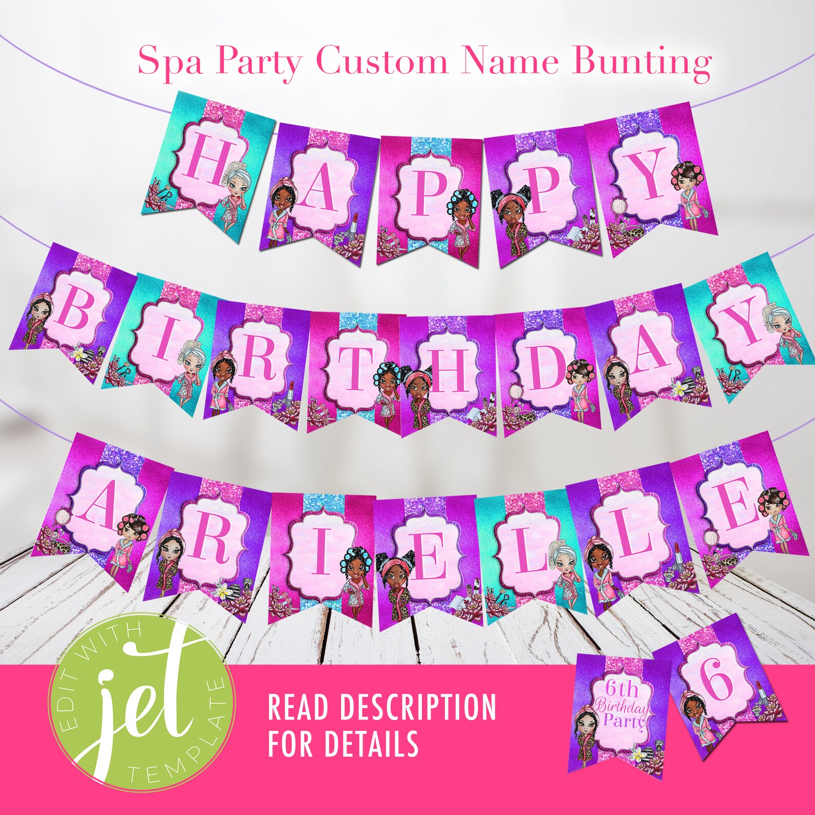 PRINTABLE Spa Birthday Party Backdrop Bunting Flags Banner - Etsy Canada