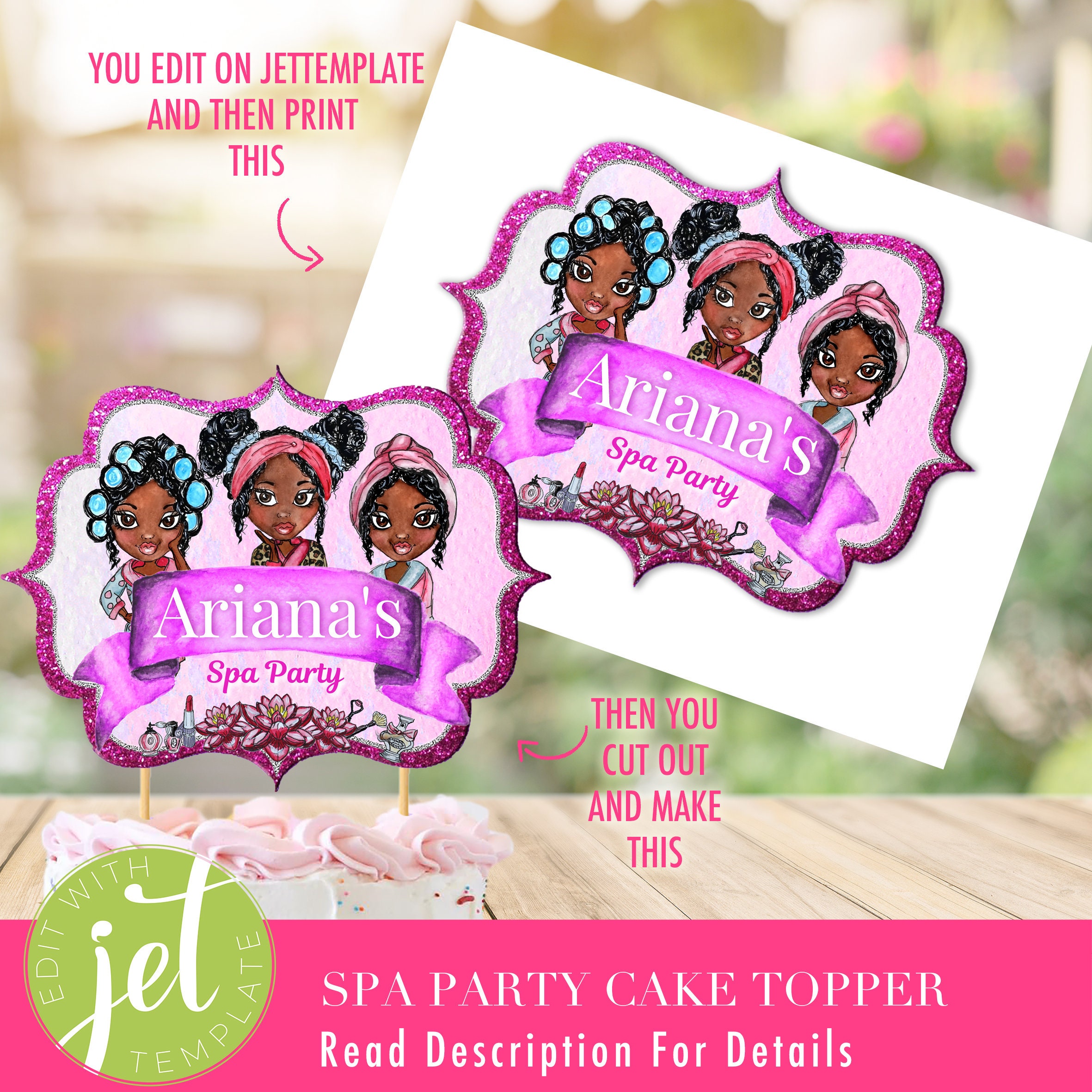 PRINTABLE Girls Spa Party Cake Topper Spa Birthday Custom Centrepiece ...