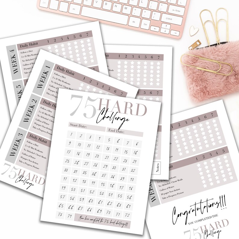 75 Hard Challenge Bundle Printable, 75 Hard Planner, 75 Hard Tracker ...