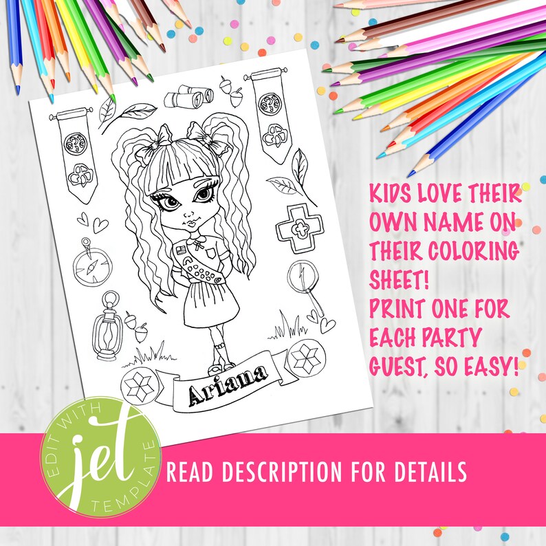 Girl Scouts Brownie Coloring Sheet, Girl Scouts Activity, Printable ...