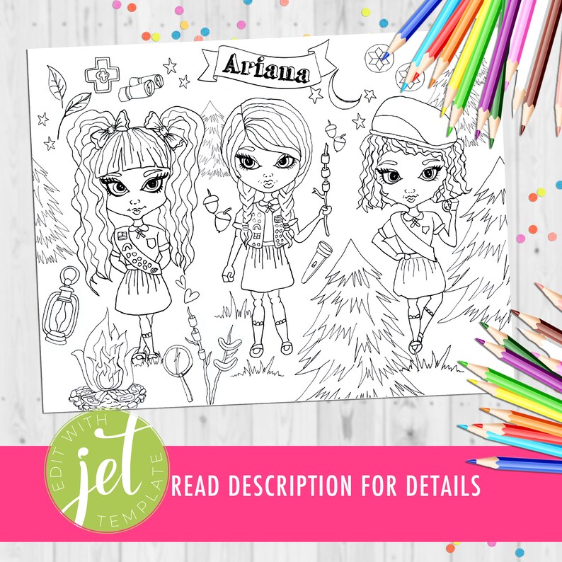 Girl Scouts Brownie Coloring Sheet, Girl Scouts Activity, Printable ...