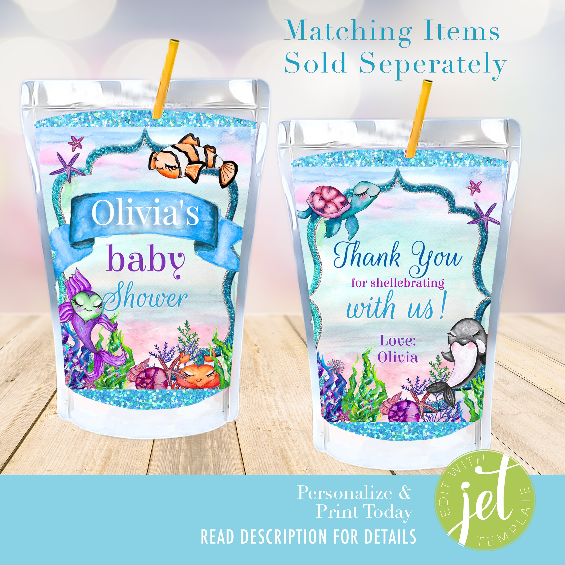 Under the Sea Food Labels PRINTABLE Under the Sea Place Card - Etsy