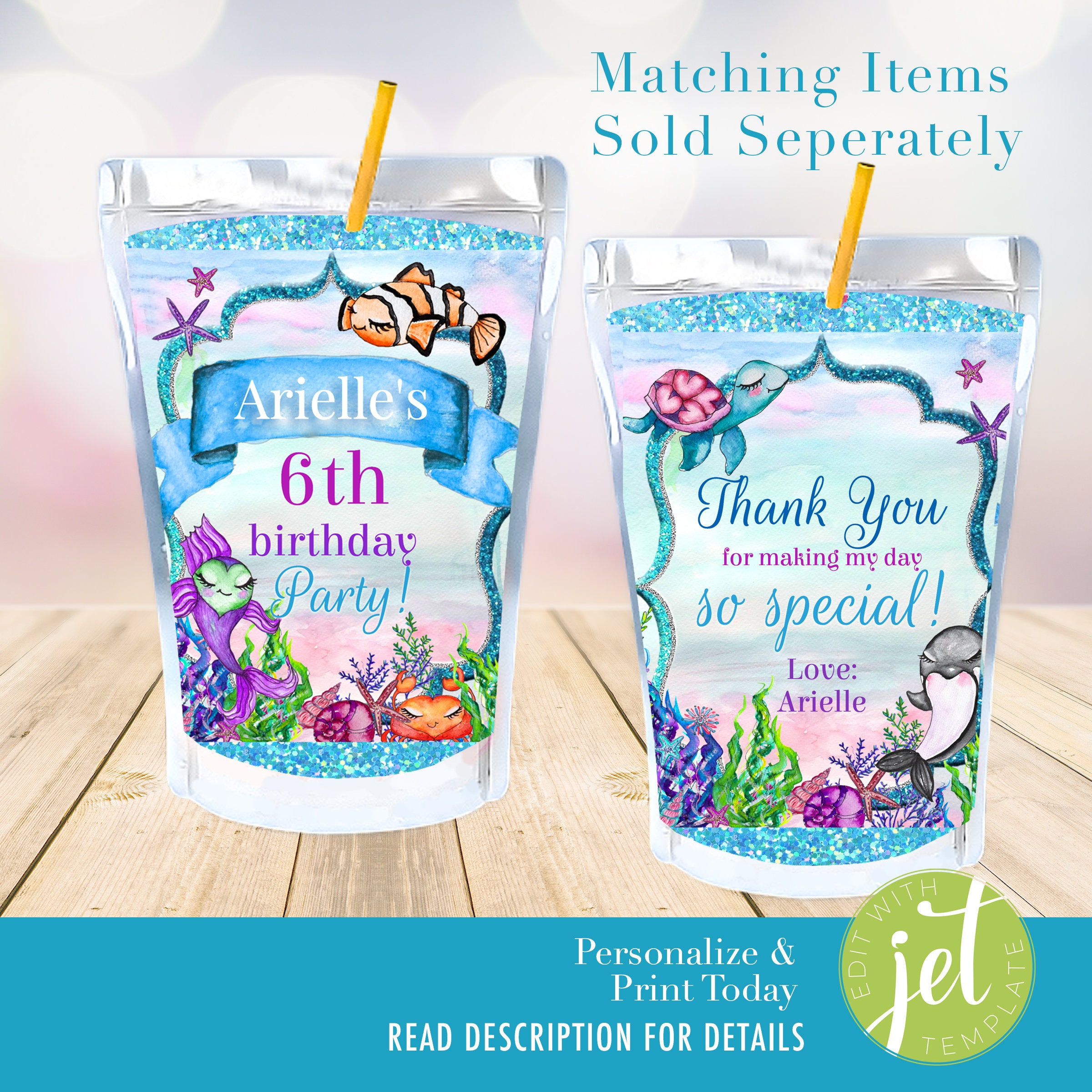 Under the Sea Birthday Party Favors Candy Chocolate Bar Wrapper ...