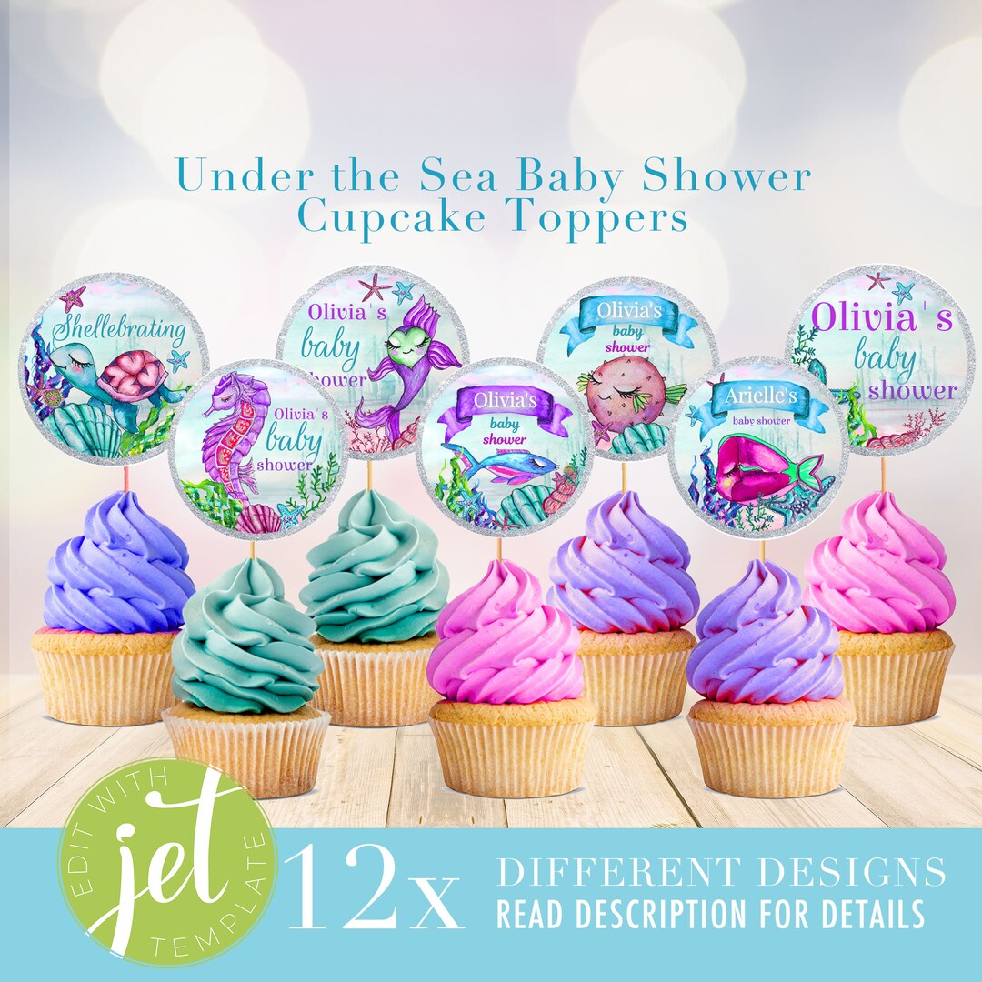 Bajo el mar Baby Shower Cupcake Toppers Favores / Tema náutico ...