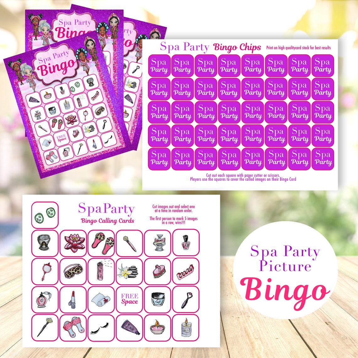 Spa Bingo Printable Game Girls Party Game Spa Party Beauty | Etsy