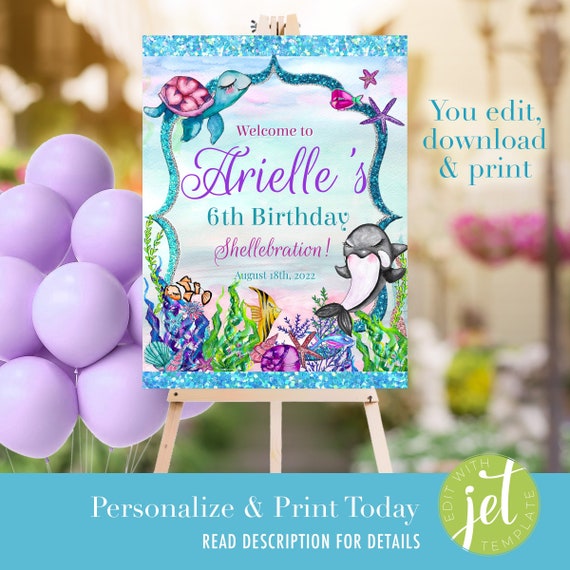 PRINTABLE Under the Sea Birthday Party Welcome Sign Sea | Etsy