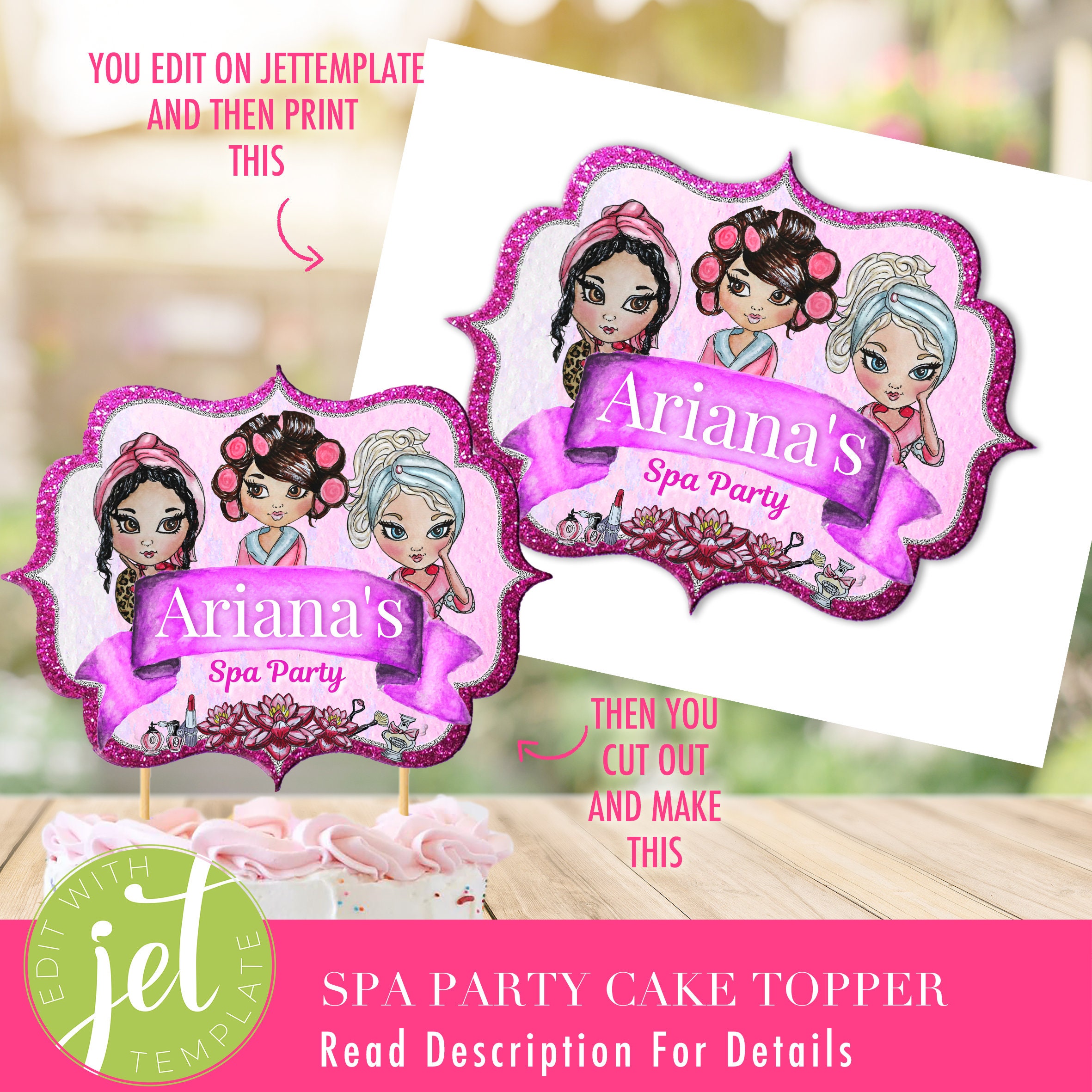 Girls Spa Birthday Party Cake Topper PRINTABLE Spa Party - Etsy Canada