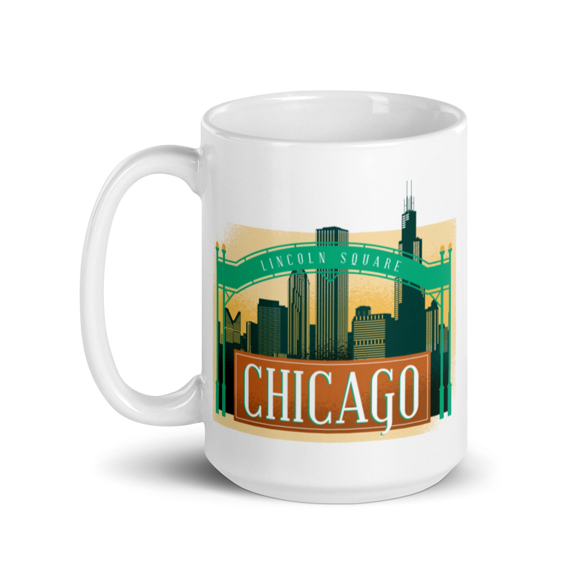 Chicago Skyline Coffee Mug, Chicago Lincoln Square Tea Cup, Chicago Mug ...