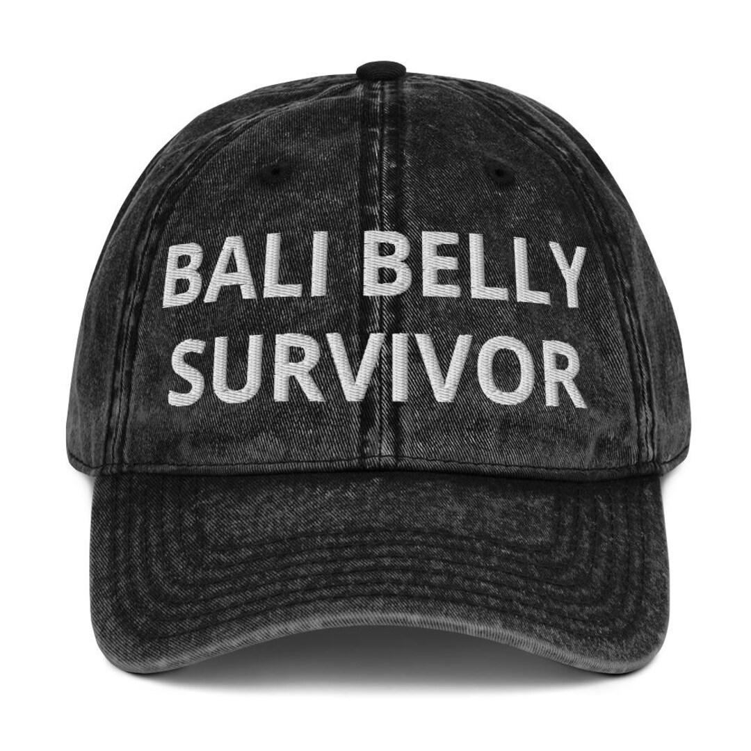 Bali Belly Survivor Hat – Funny Travel Gift, Vintage Cotton Twill Cap ...