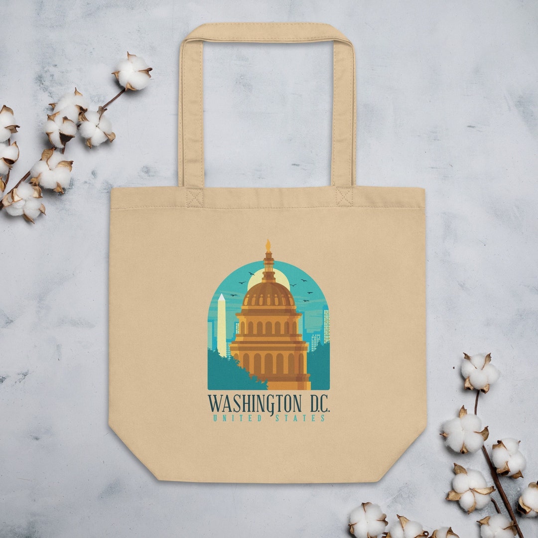 Washington DC Skyline Organic Cotton Eco Tote Bag, Washington DC Tote ...