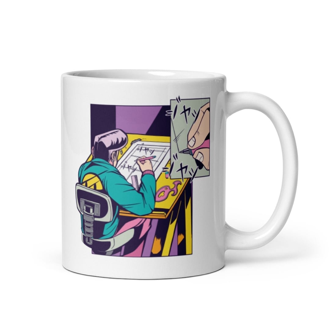 Japanese Coffee Mug, Manga Artist Coffee Mug, Manga Drawing Tea Cup ...