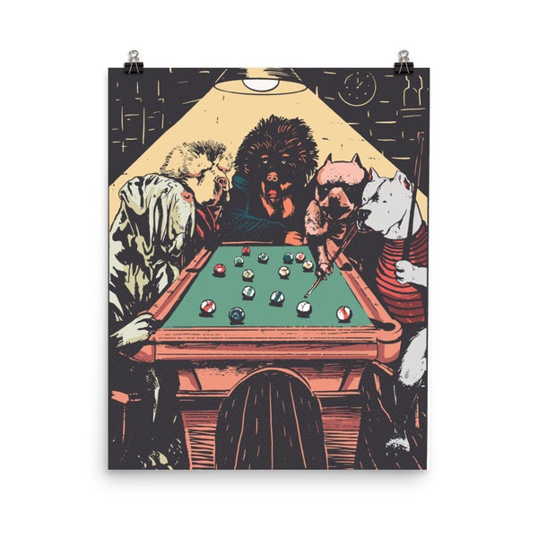 Dogs Playing Pool - Etsy