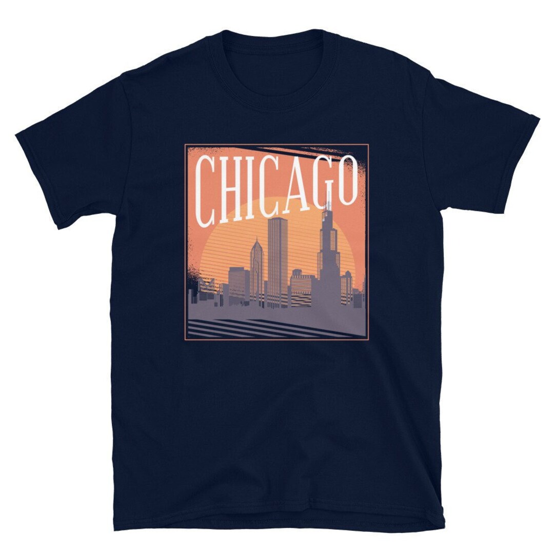 Chicago T-shirt, Chicago Souvenir, Chicago Skyline Shirt, Chicago ...