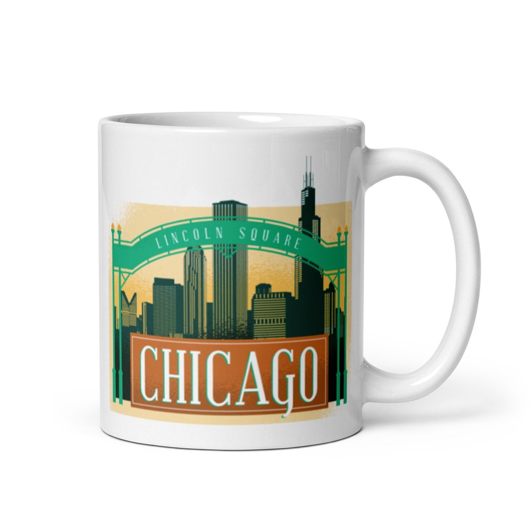 Chicago Skyline Coffee Mug, Chicago Lincoln Square Tea Cup, Chicago Mug ...