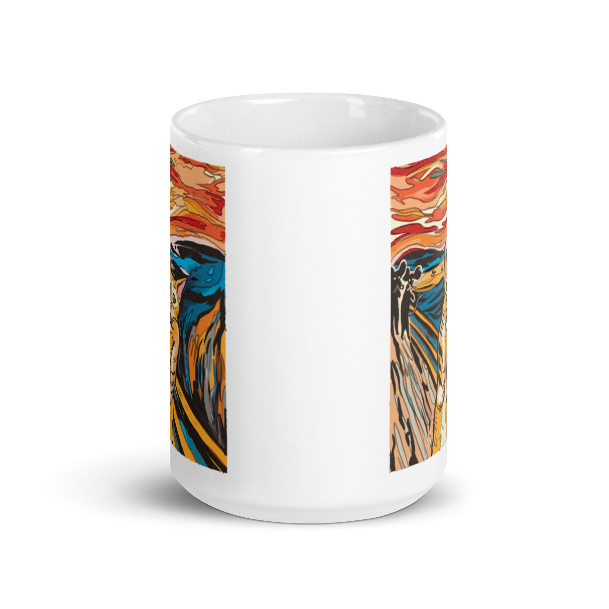 Edvard Munch the Cat Scream Coffee Mug, Van Gogh Mug, Funny Cat Lover ...