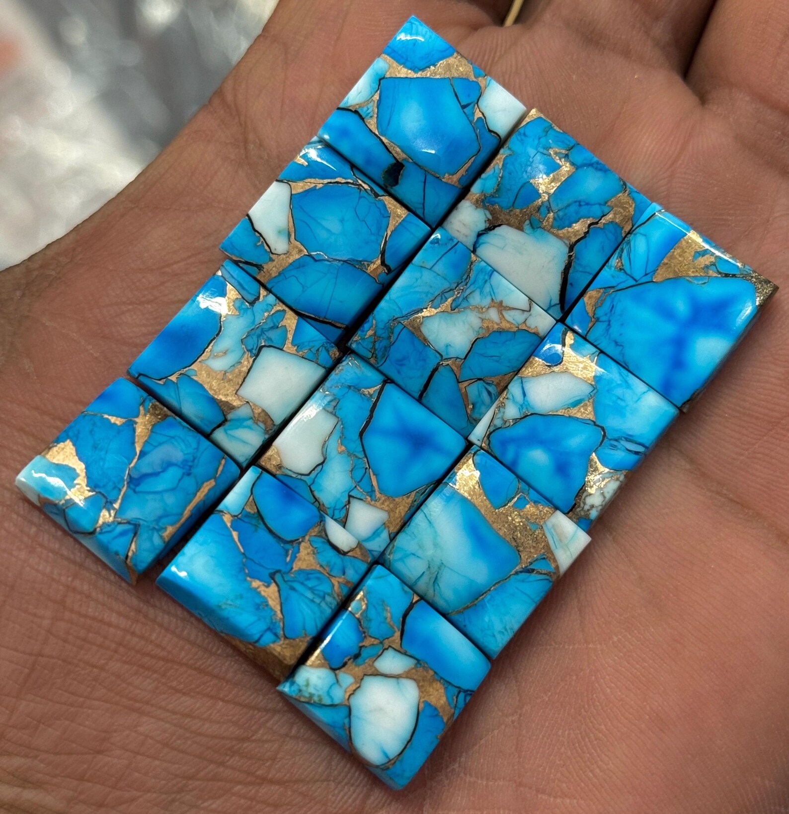 AAA+ Icy Blue Turquoise Cabochon: Square Flat Back Gemstone - Etsy
