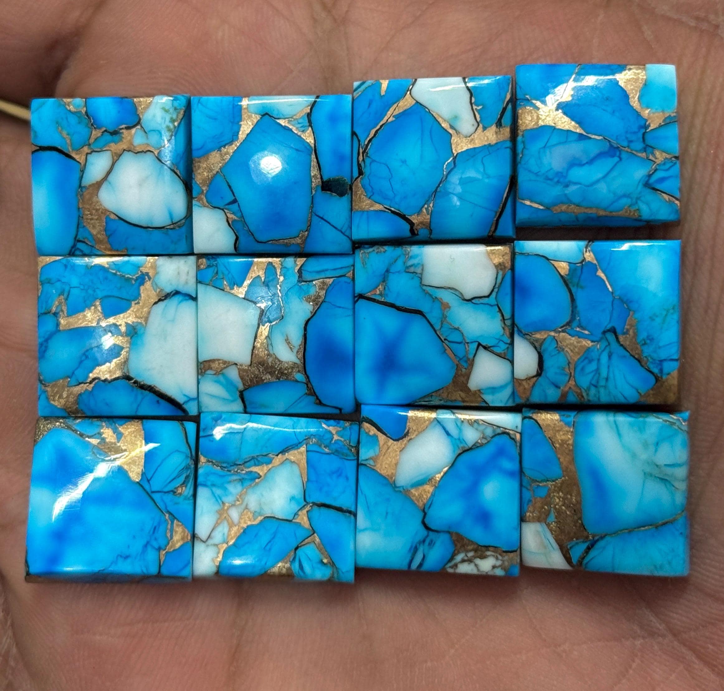 AAA+ Icy Blue Turquoise Cabochon: Square Flat Back Gemstone - Etsy