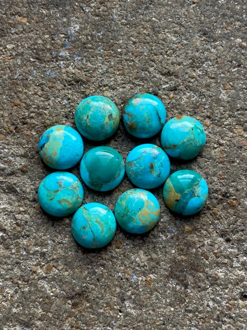 10 AAA+ Mohave Turquoise Cabochons: Round Flat Back Gemstones - Etsy