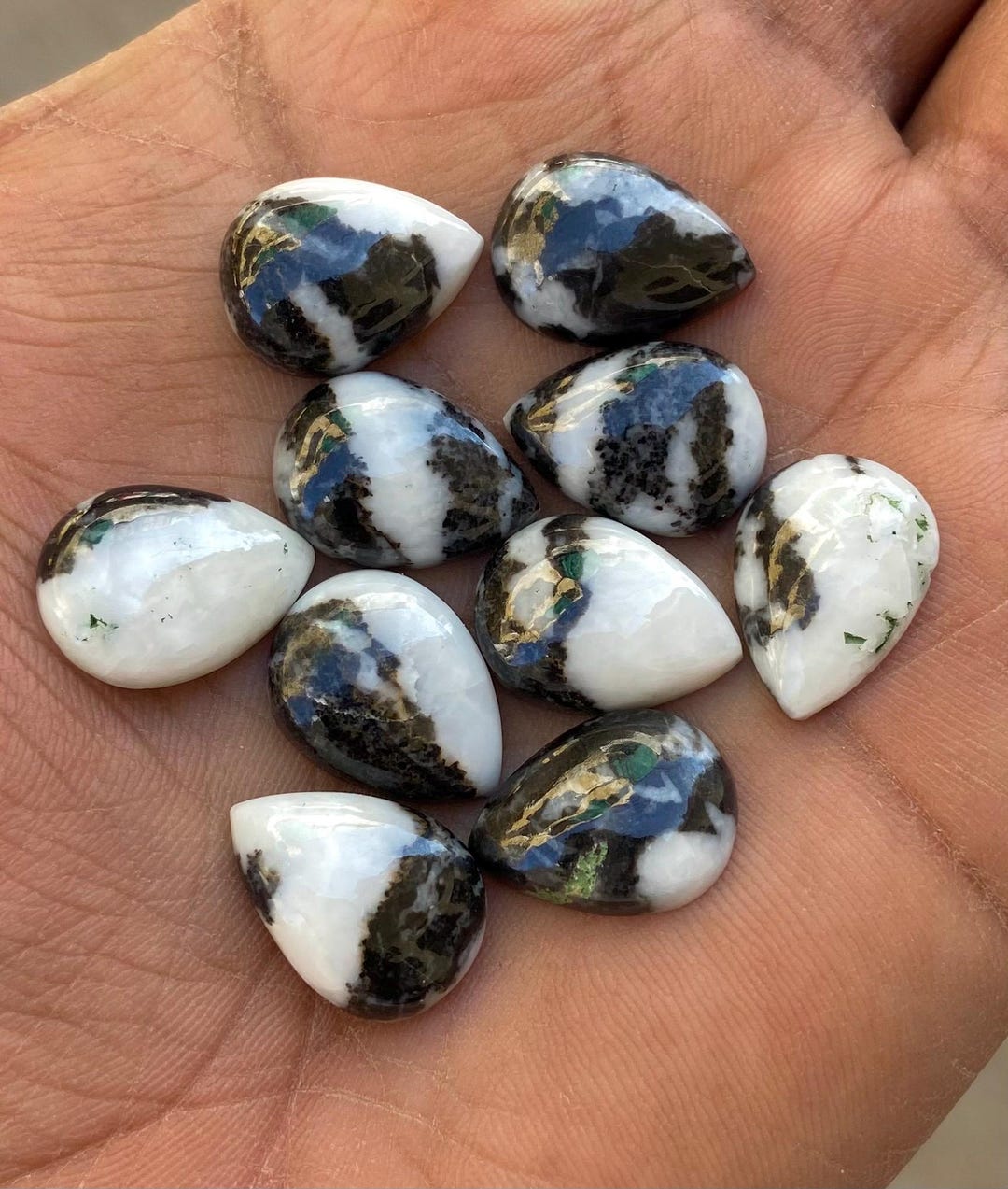 5 White Buffalo Teardrop Cabochons: Calibrated Gemstones - Etsy