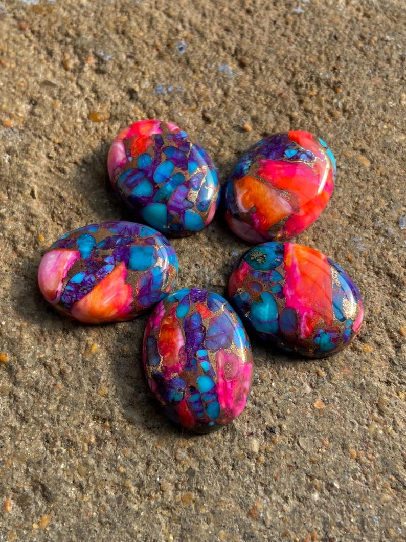 Natural Pink Oyster Turquoise Cabochon: Oval Flat Back Gemstone - Etsy