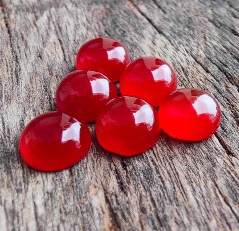 5 Pcs AAA Red Onyx Cabochons: Round Flat Back Gemstones - Etsy