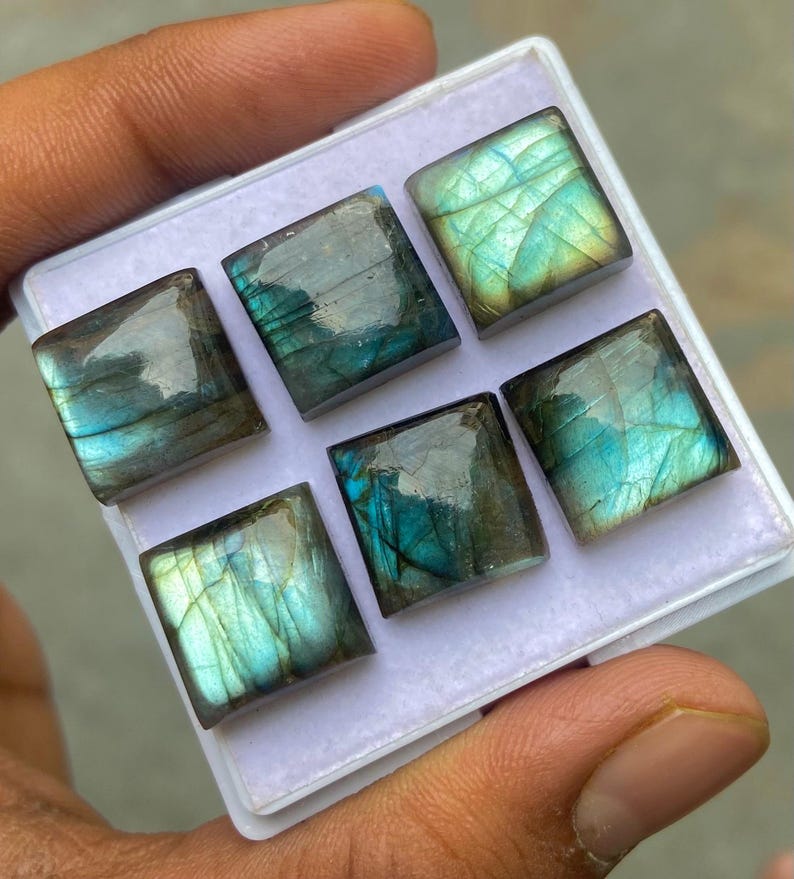 5 Natural Labradorite Square Cabochons: AAA+ Grade Gemstones - Etsy