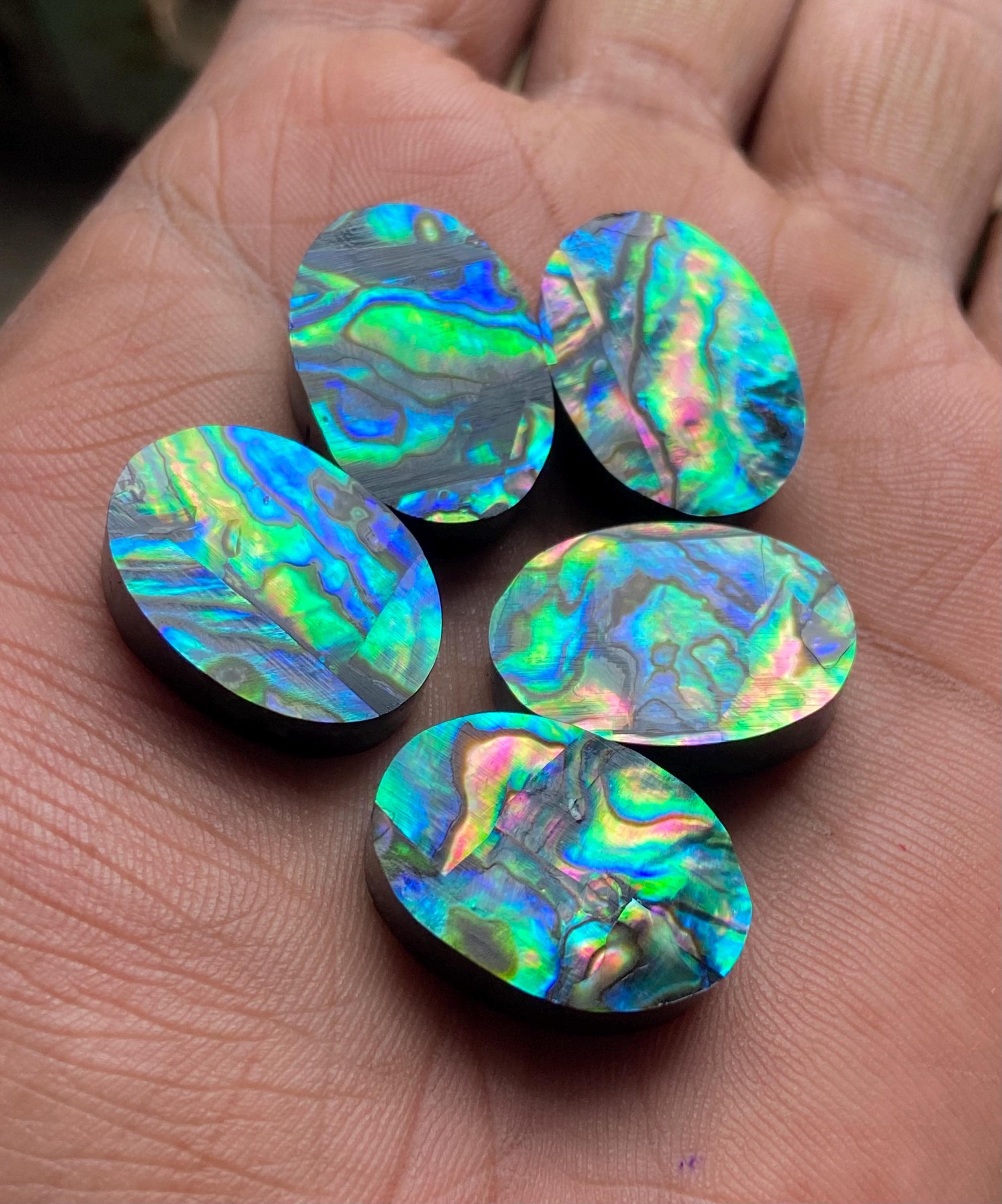 Natural Abalone Shell Cabochon: Oval Flat Back Gemstone (AAA+ Quality ...