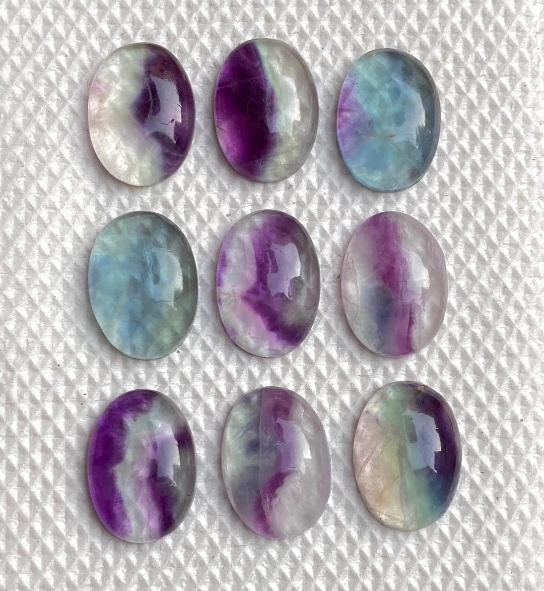 Natural Fluorite Cabochon: Oval Flat Back Gemstone, AAA+ Quality - Etsy