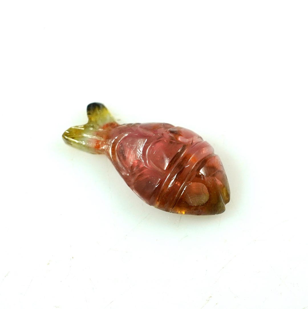Hand Carved Watermelon Tourmaline Fish Gemstone Carving - Etsy