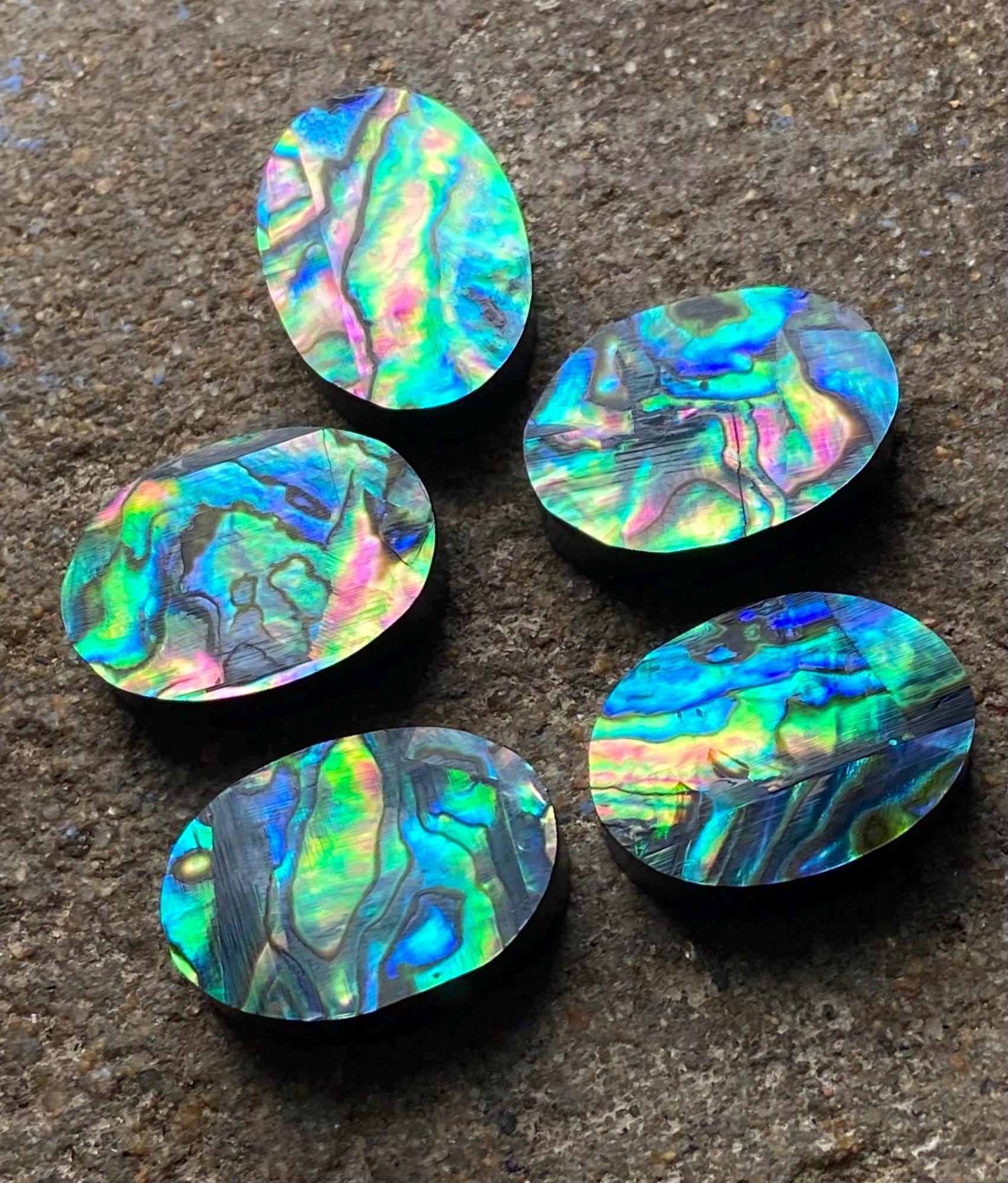 Natural Abalone Shell Cabochon: Oval Flat Back Gemstone (AAA+ Quality ...