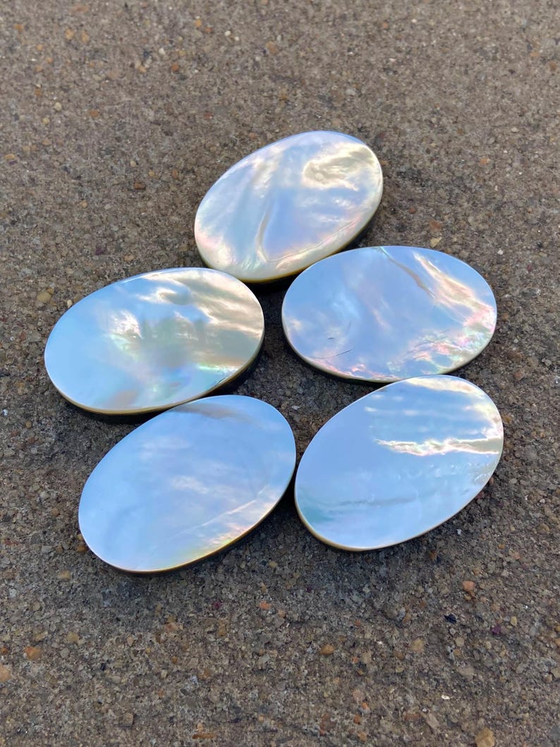 5 Oval Mother of Pearl Cabochons: Flat Back Gemstones - Etsy
