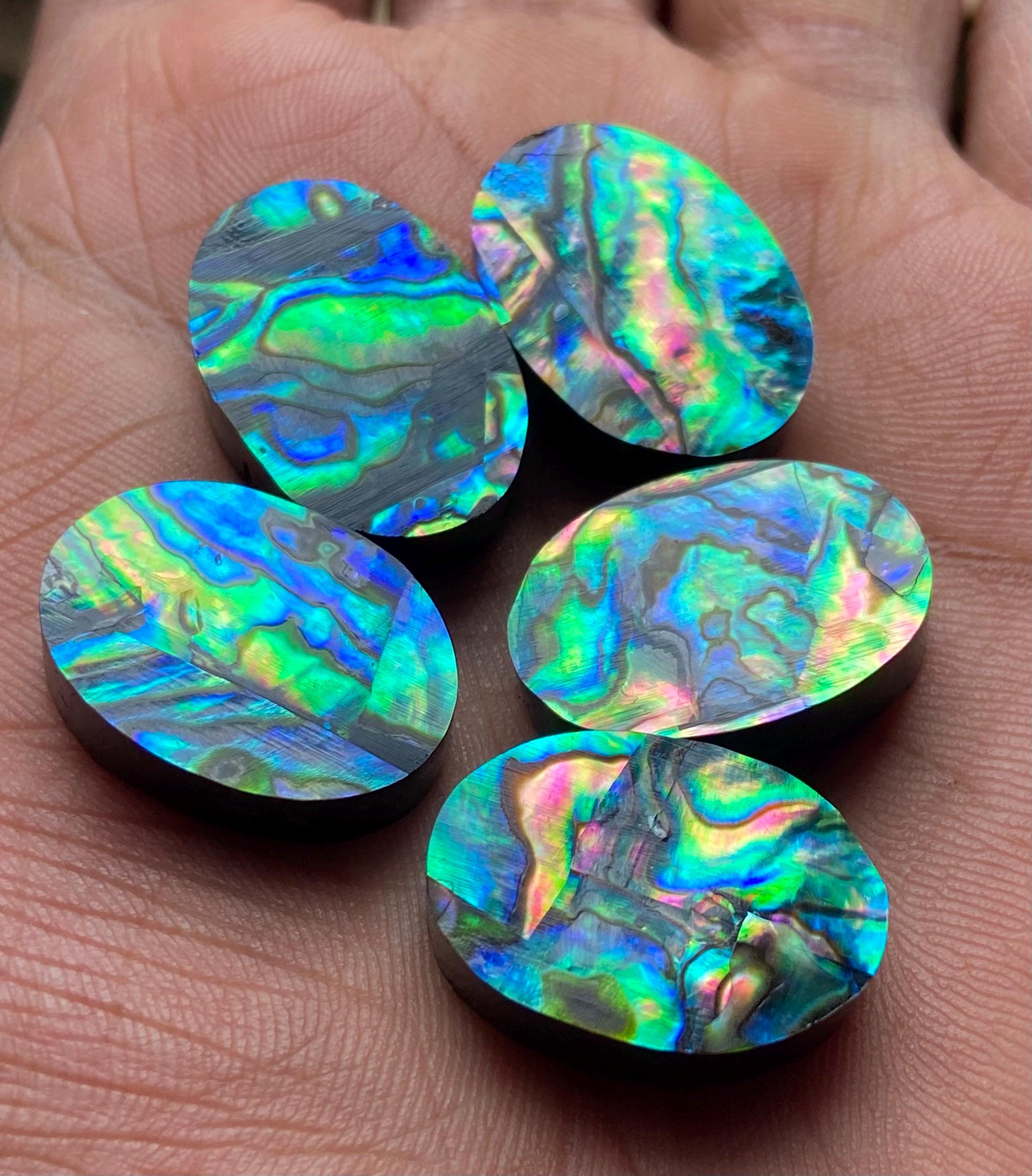 Natural Abalone Shell Cabochon: Oval Flat Back Gemstone (AAA+ Quality ...