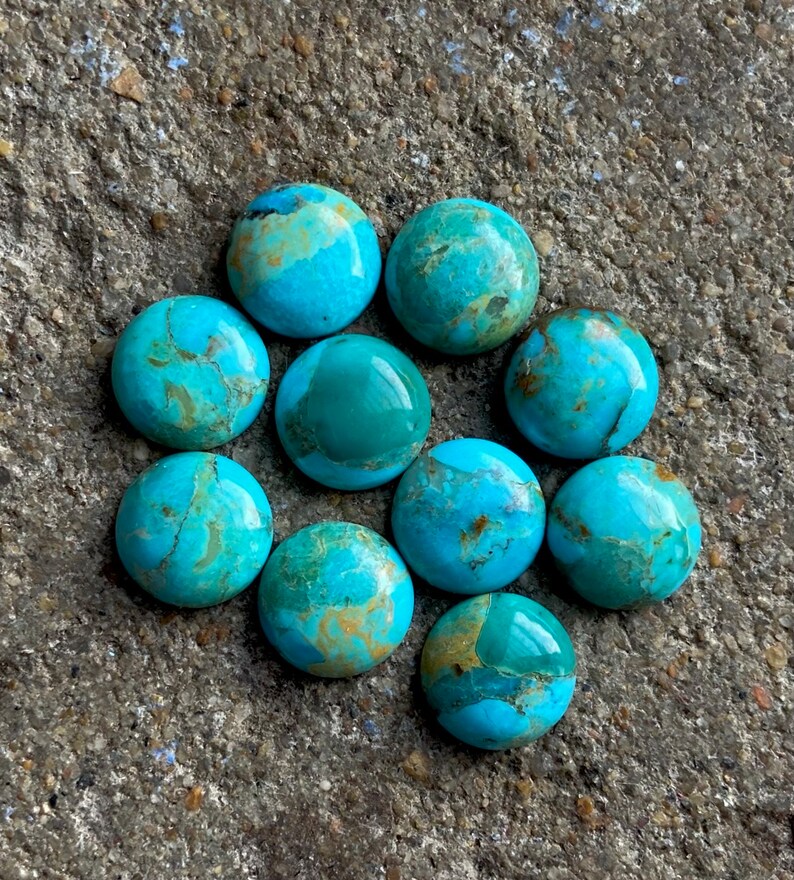 10 AAA+ Mohave Turquoise Cabochons: Round Flat Back Gemstones - Etsy