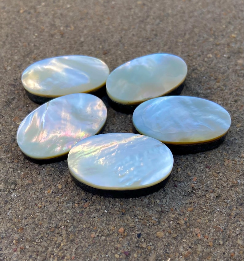 5 Oval Mother of Pearl Cabochons: Flat Back Gemstones - Etsy