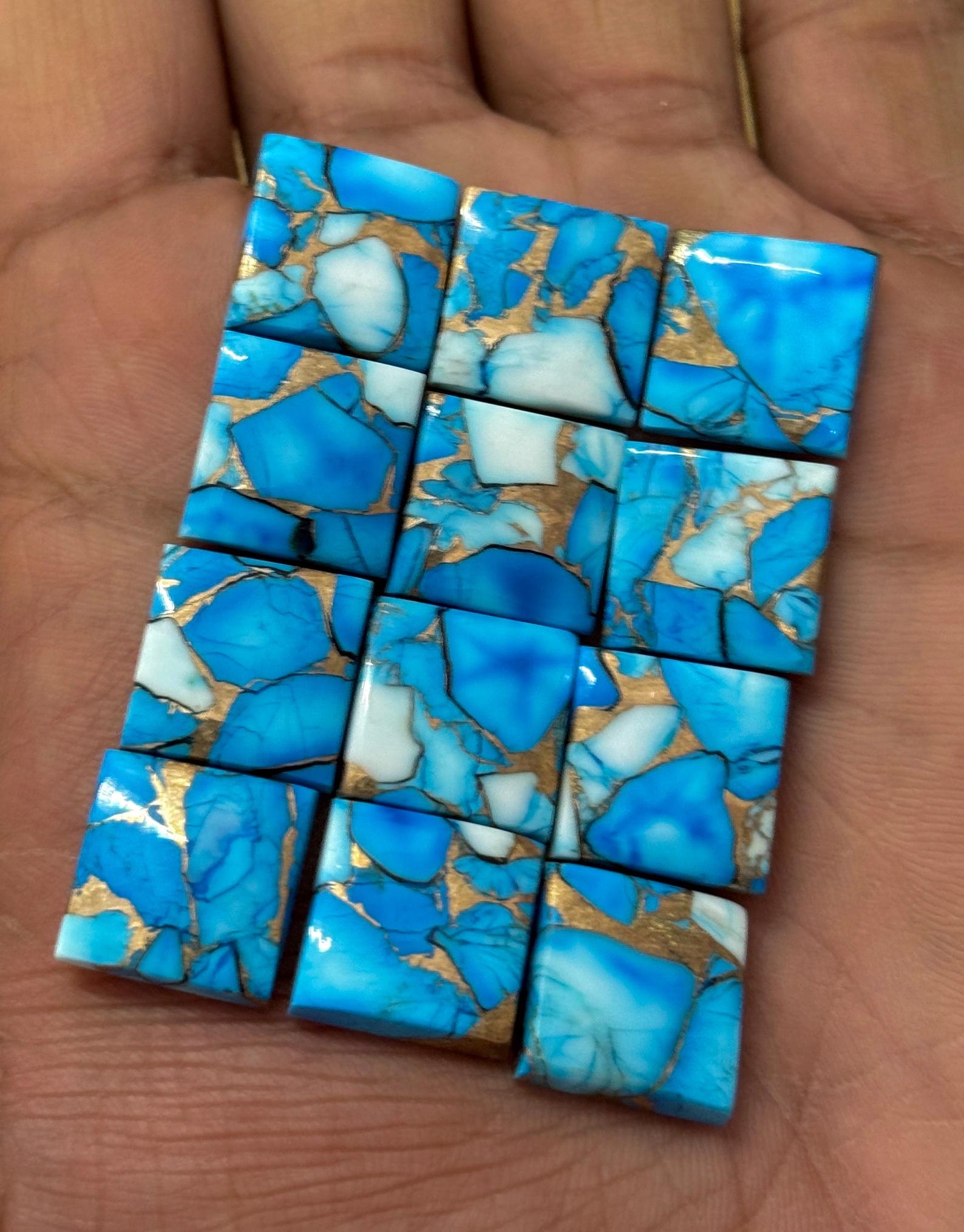 AAA+ Icy Blue Turquoise Cabochon: Square Flat Back Gemstone - Etsy