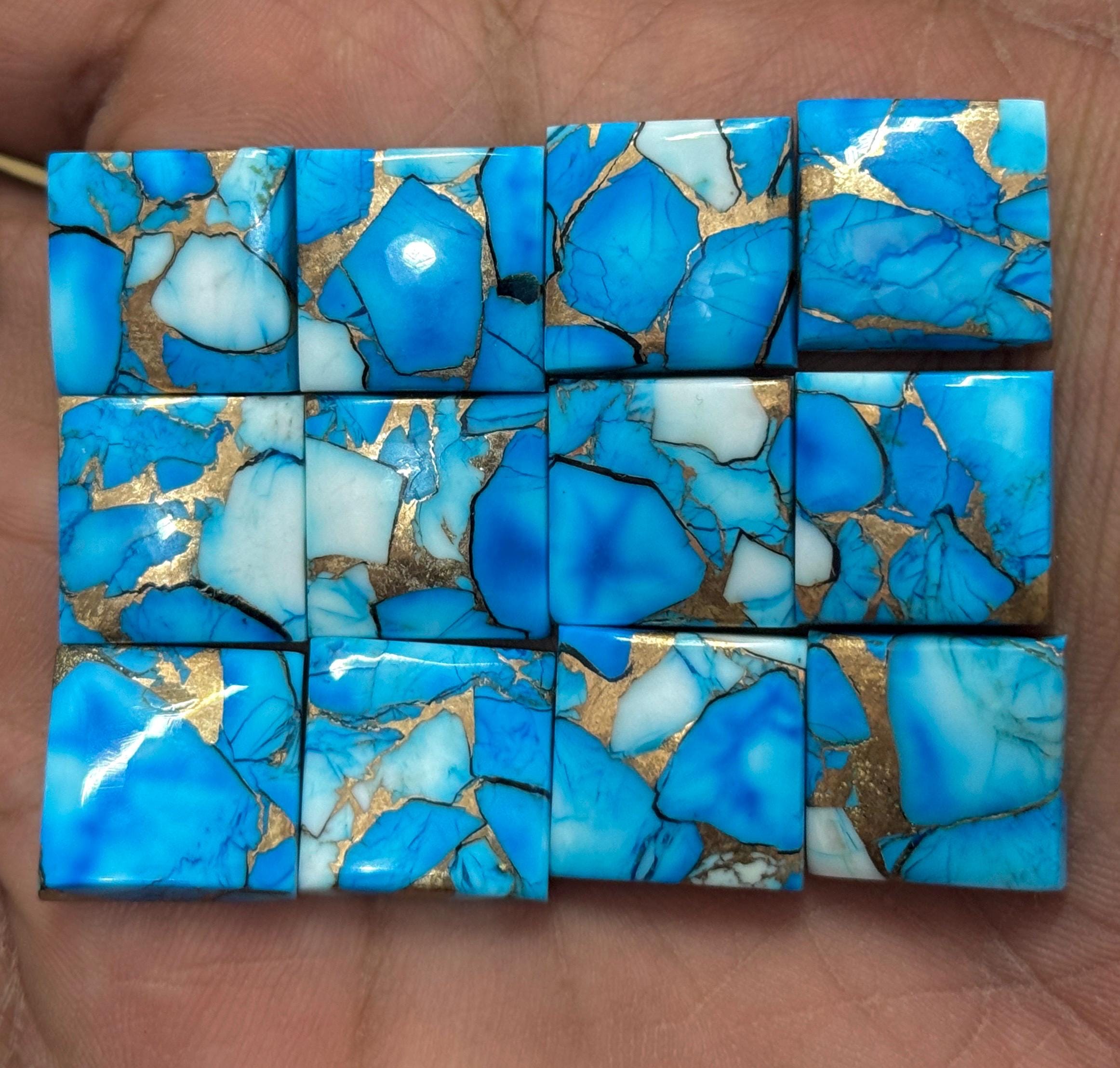 AAA+ Icy Blue Turquoise Cabochon: Square Flat Back Gemstone - Etsy