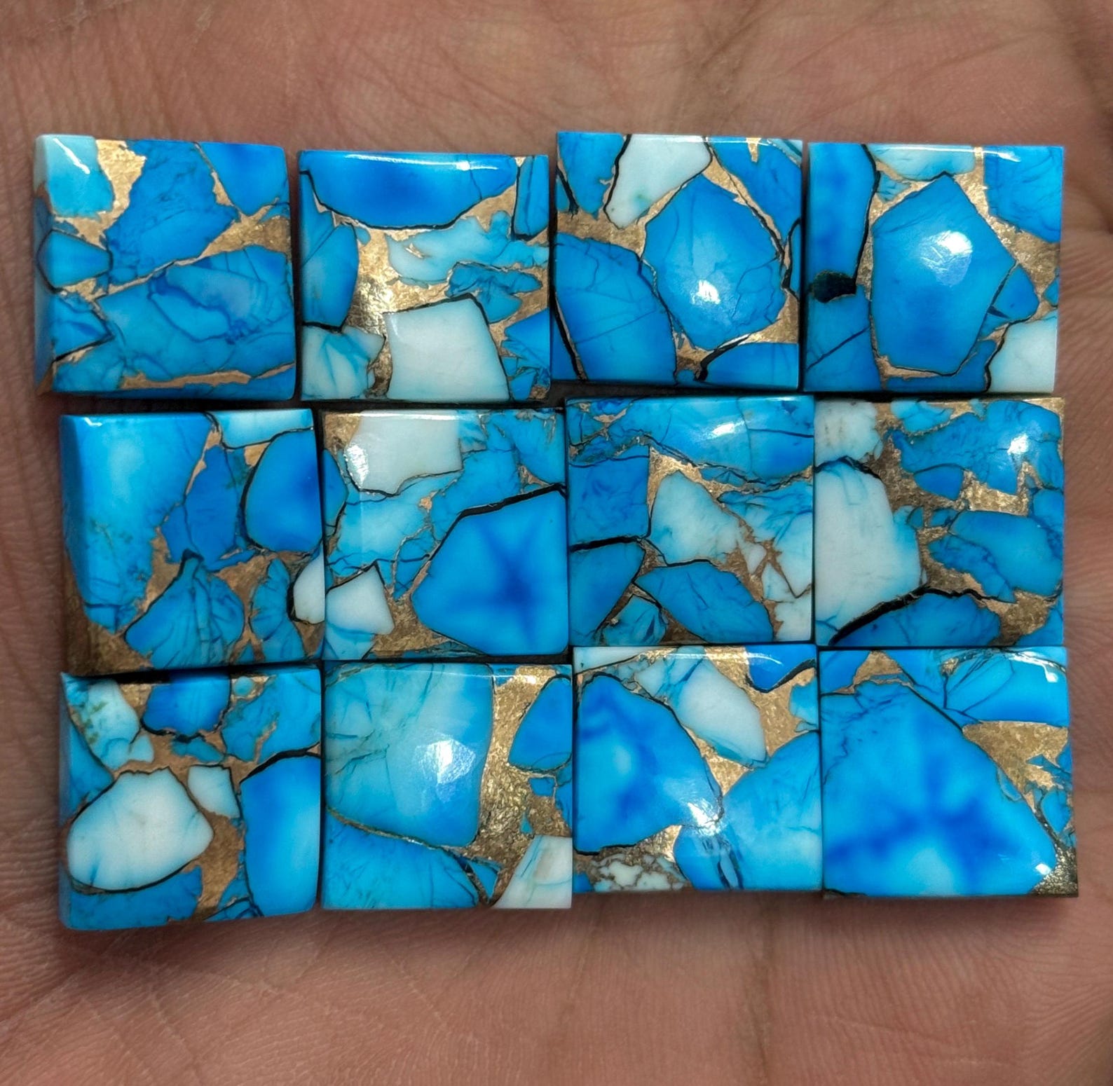 AAA+ Icy Blue Turquoise Cabochon: Square Flat Back Gemstone - Etsy