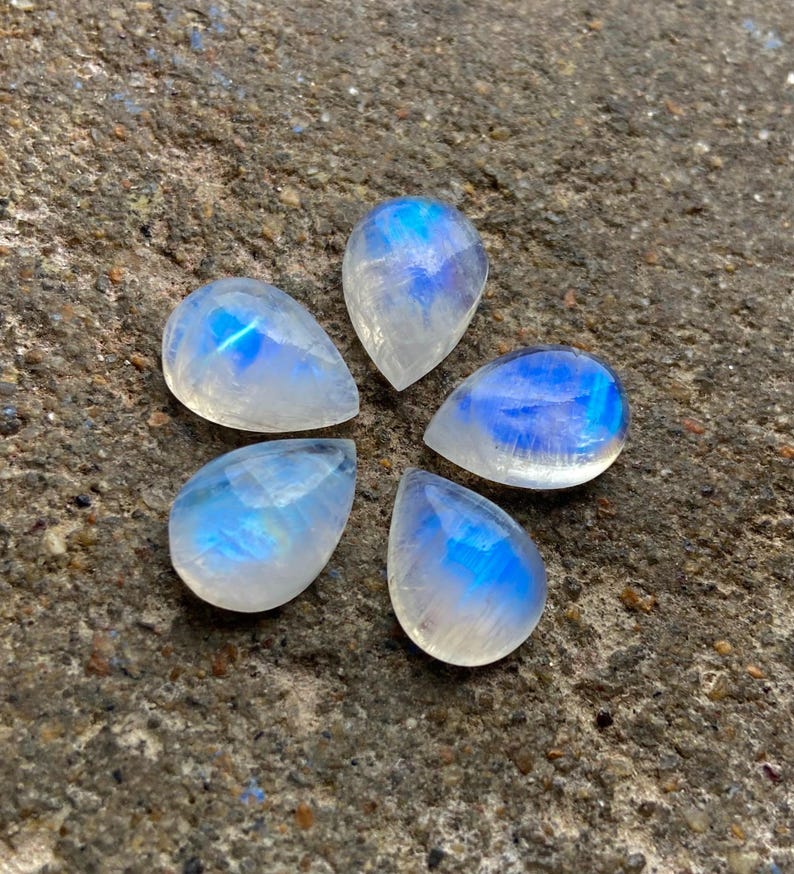 5 AAA+ Rainbow Moonstone Teardrop Cabochons: Calibrated Pear Shape - Etsy