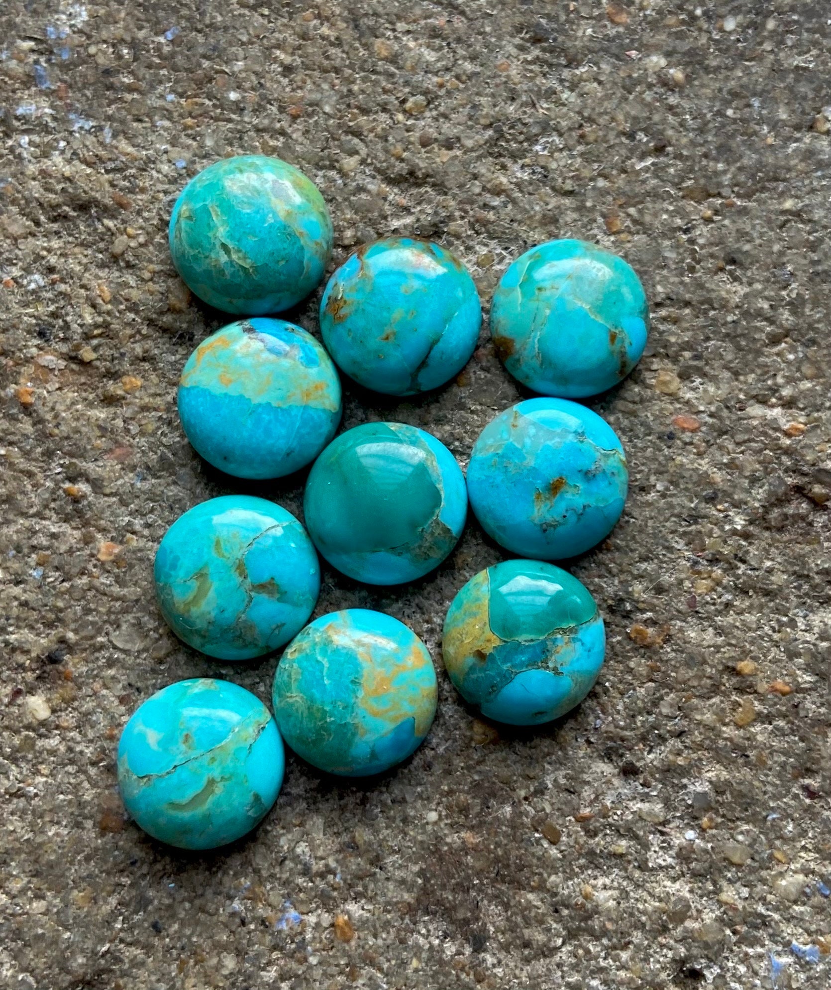 10 AAA+ Mohave Turquoise Cabochons: Round Flat Back Gemstones - Etsy
