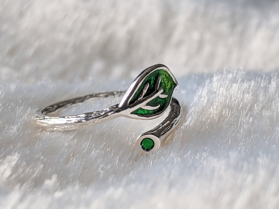 Green Leaf Silver Ring | Perfect for Her | Everyday Wear Adjustable ...
